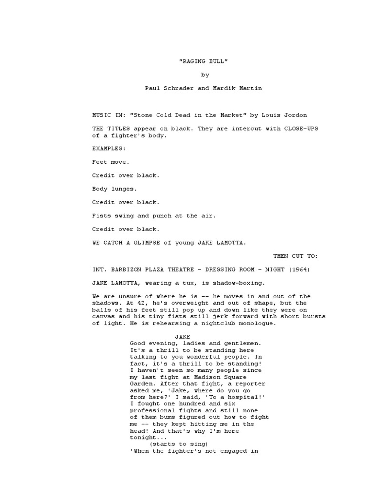 Raging Bull Script | PDF | Leisure