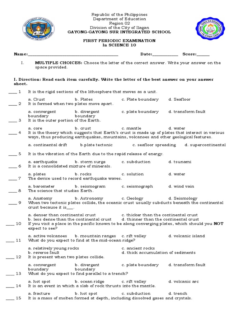 Grade 10 SCIENCE | PDF | Plate Tectonics | Global Natural Environment