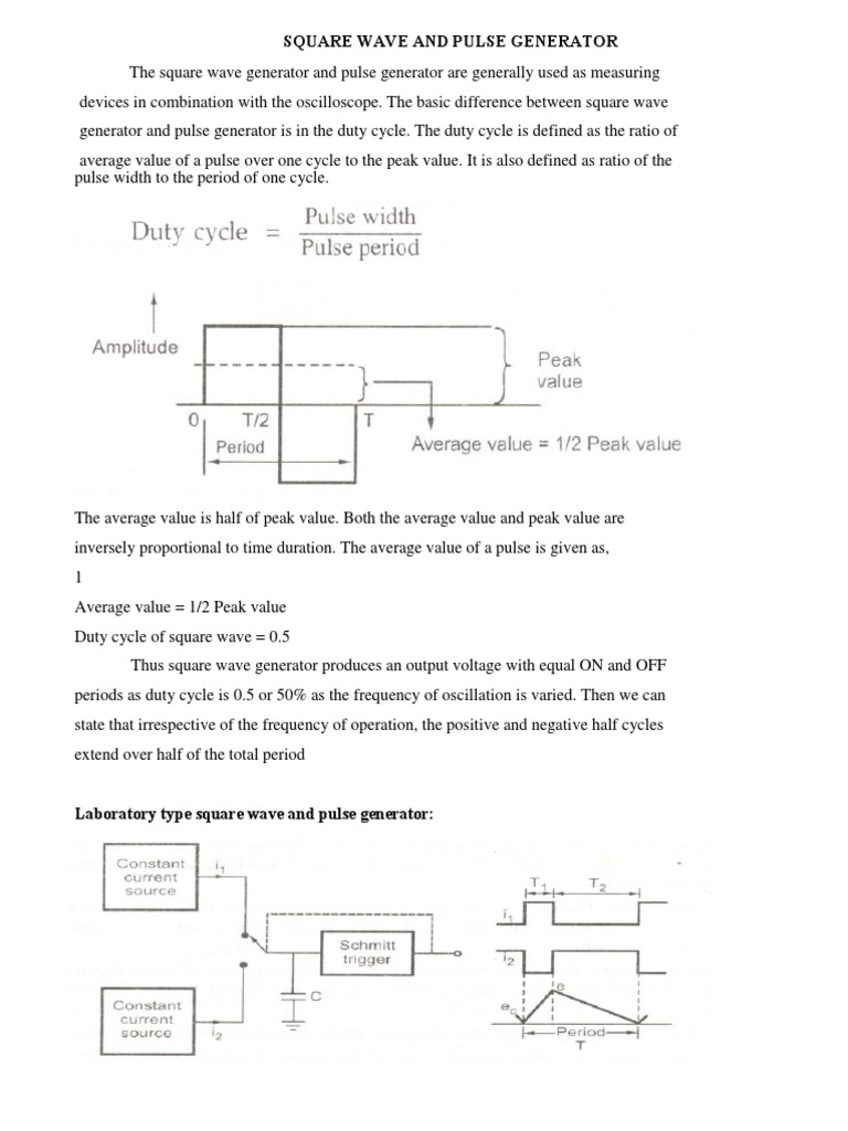 Square Wave and Pulse Generator | PDF