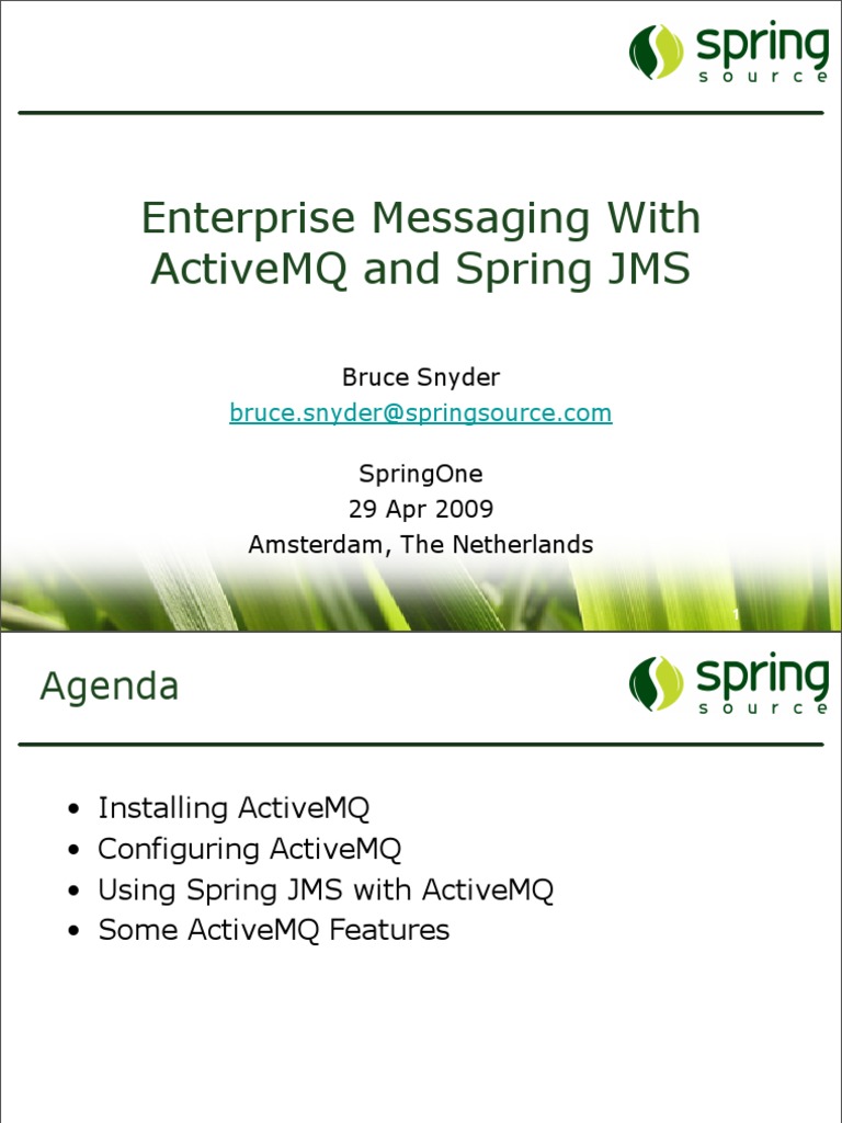 Enterprise Messaging With Activemq and Spring JMS: Bruce Snyder | PDF ...
