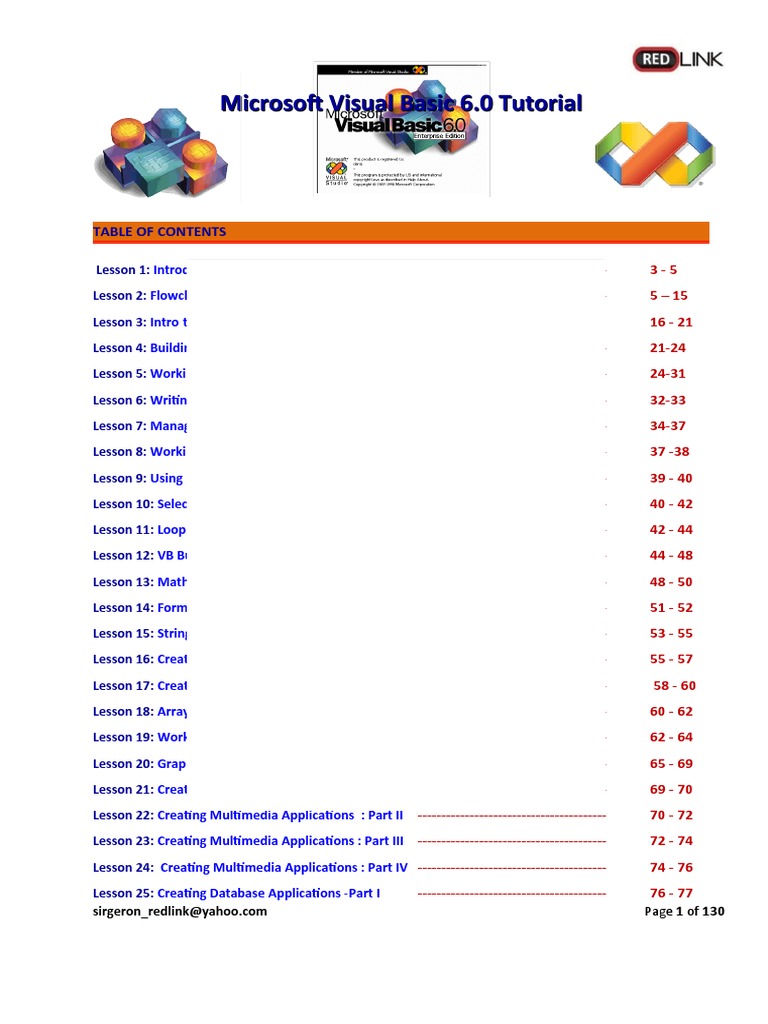 VB6.0 TutorialUpdatedTableContentA4 | PDF | Computer Program | Programming