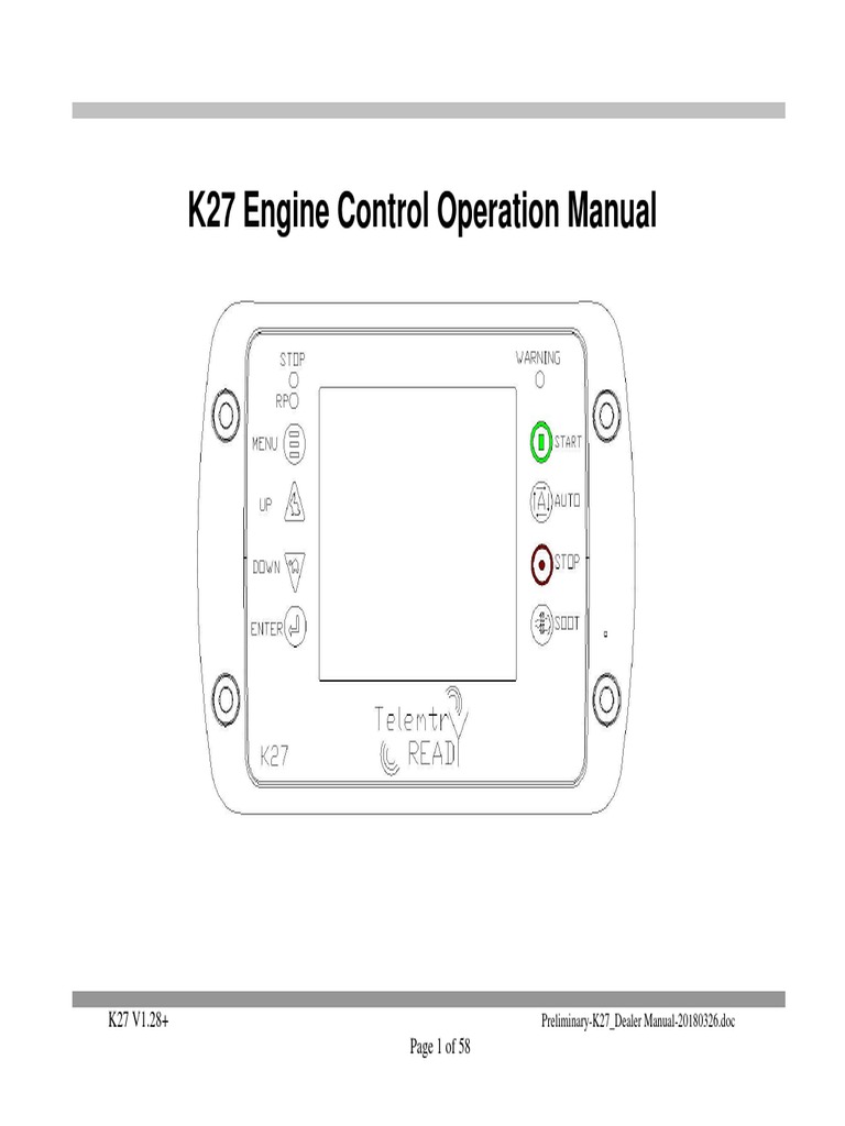 K27 Engine Control Manual V1.28+ | PDF | Throttle | Menu (Computing)