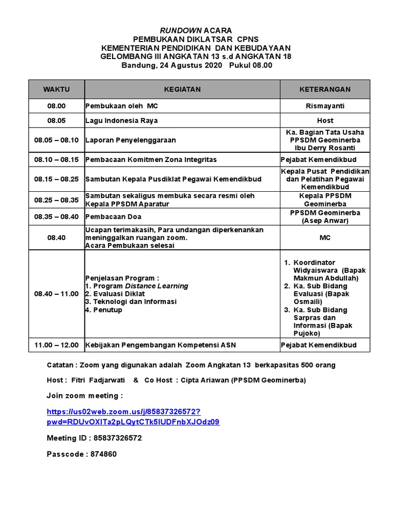 Rundown Pembukaan | PDF