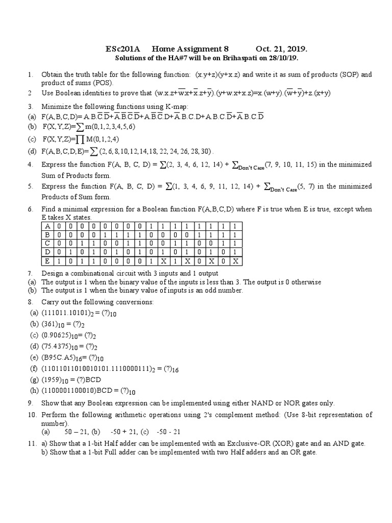 ESc201A HA8soln 21 - 10 19 | Download Free PDF | Mathematical Logic | Logic