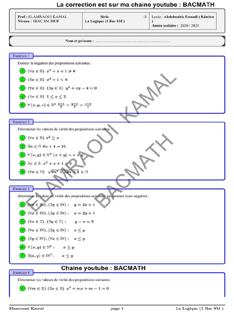 Serie de Logique (1 Bac SM Et SX) PDF | PDF