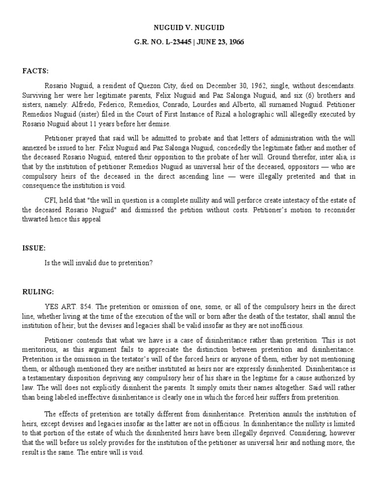 Nuguid V. Nuguid G.R. NO. L-23445 - JUNE 23, 1966 | PDF | Annulment ...