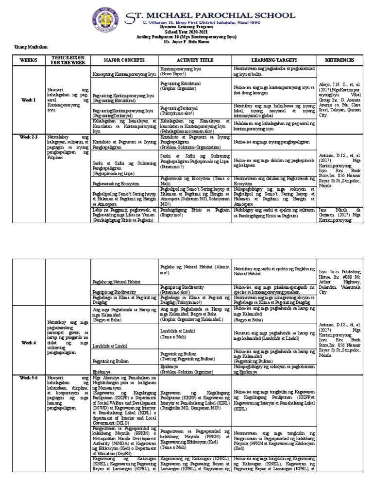 Dynamic Learning Program A.P 10 Week 1 | PDF