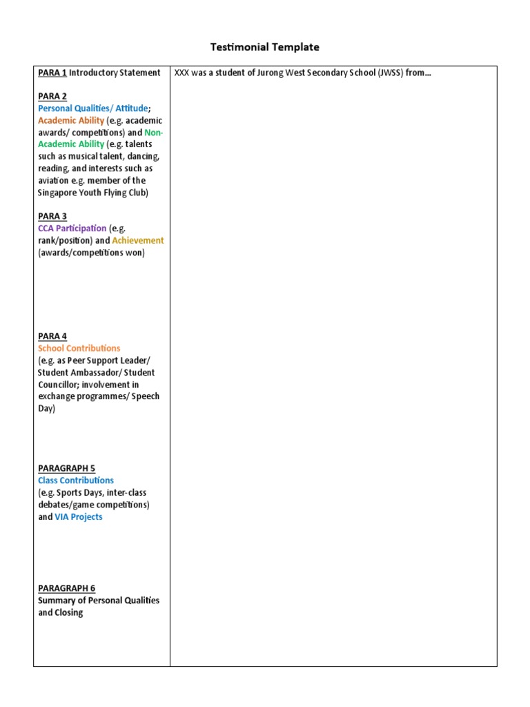 Student Testimonial Template | PDF
