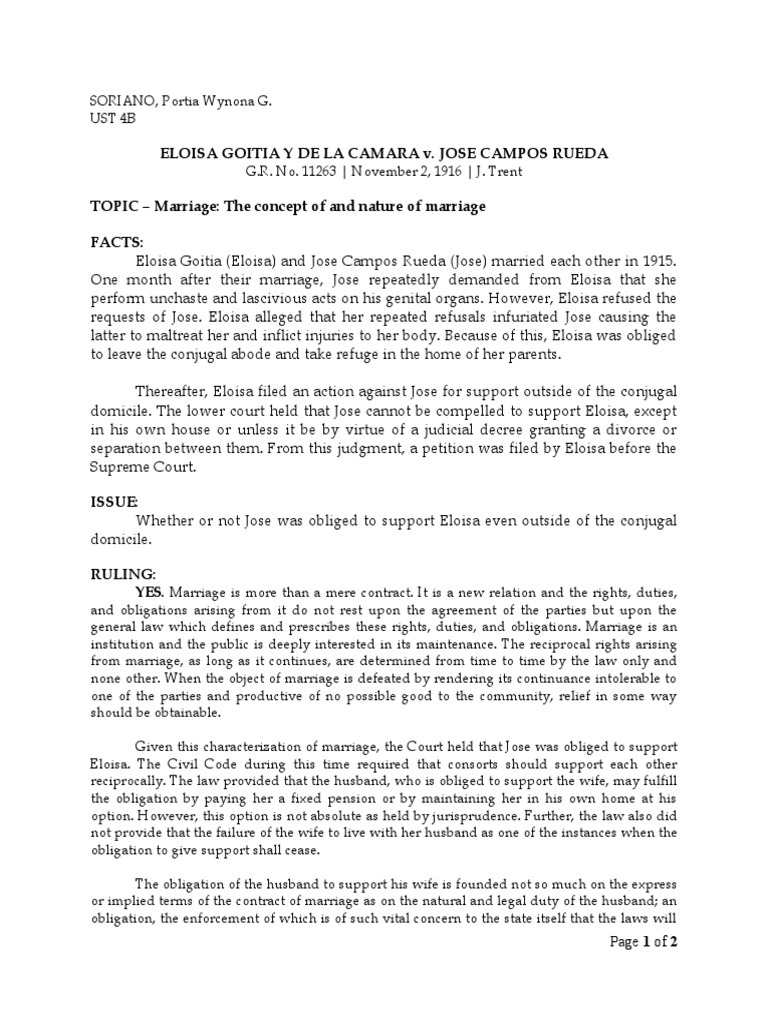 Goitia v. Campos-Rueda | PDF | Wife | Marriage