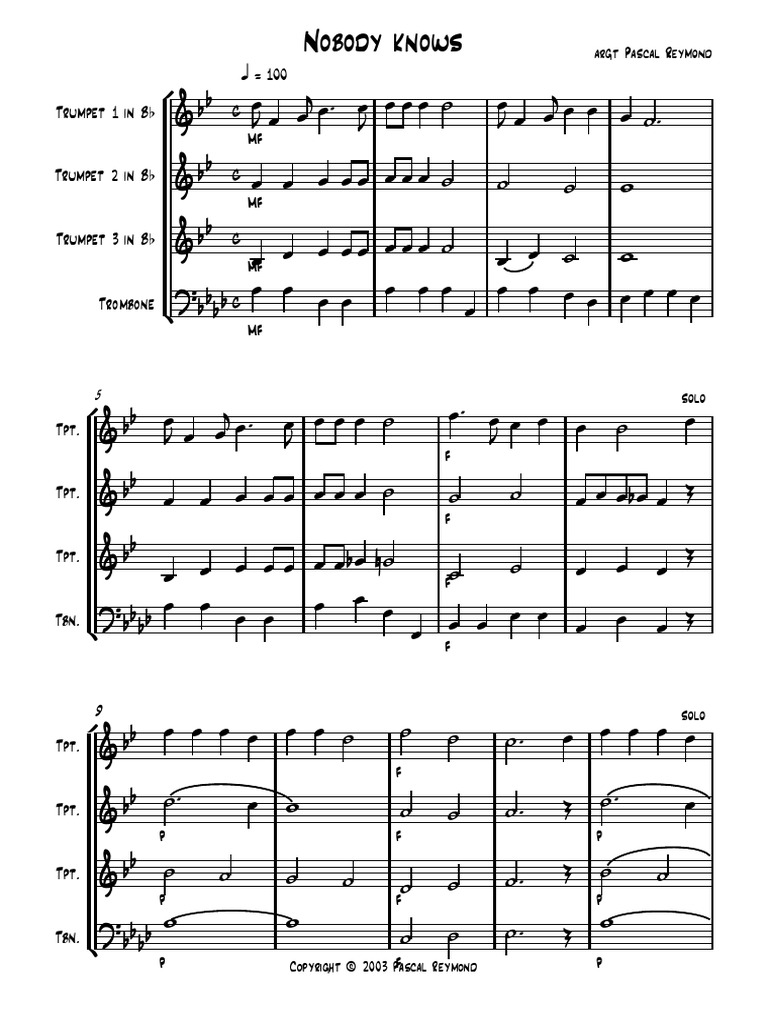 Nobody PDF | PDF | Aerophones | Brass Instruments