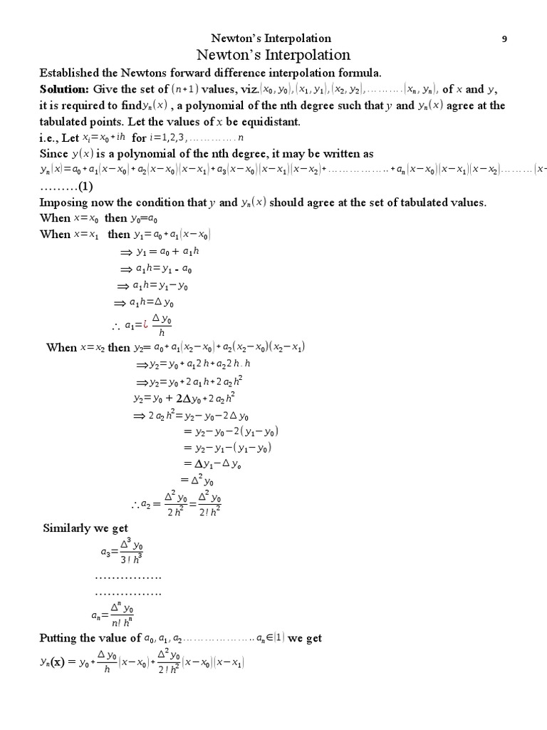 2 Newton's Interpolations | PDF | Finite Difference | Discrete Mathematics
