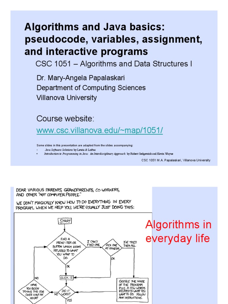 Algorithms and Java Basics: Pseudocode, Variables, Assignment, and ...