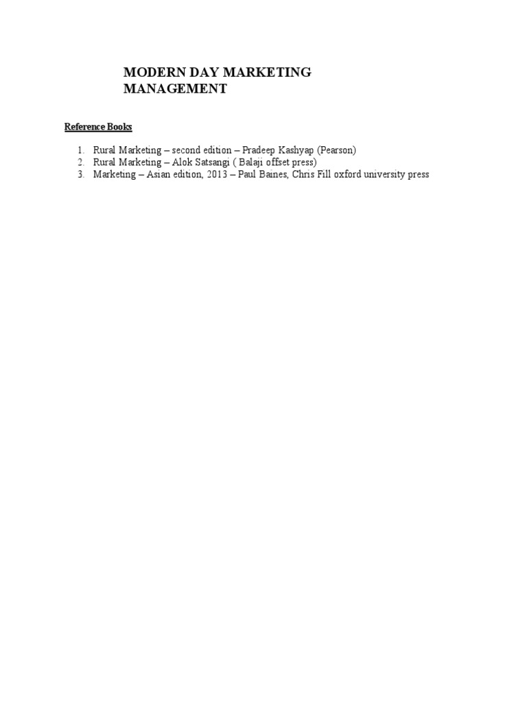 Modern Day Marketing Management: Reference Books | PDF | Customer ...