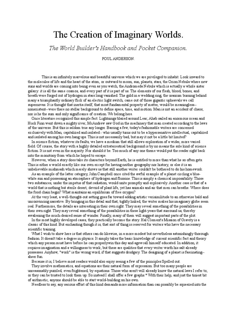 WRITING SF - 10 The Creation of Imaginary Worlds | PDF | Stars ...