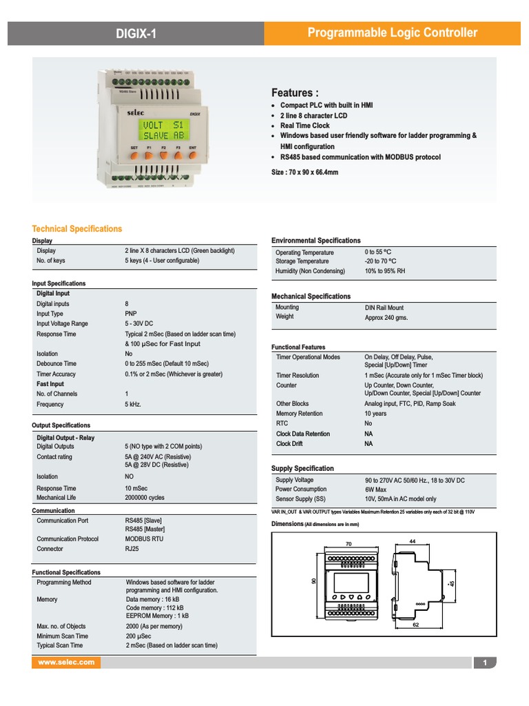 Digix-1 Programmable Logic Controller: Features | PDF | Timer ...