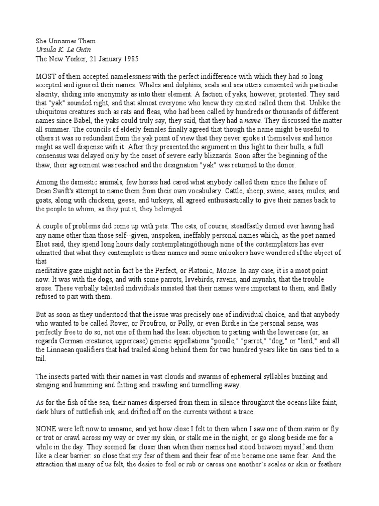 LeGuin - She Unnames Them | PDF