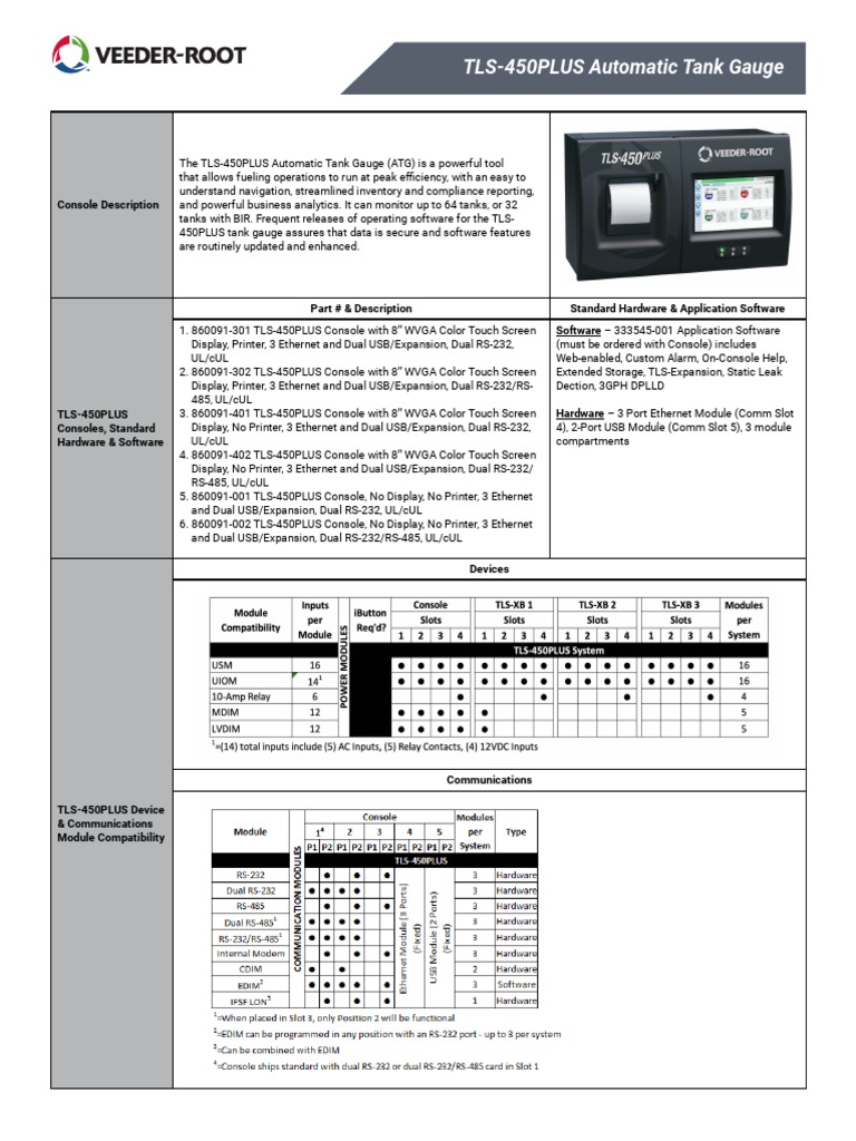 TLS-450PLUS Automatic Tank Gauge | PDF | Electrical Wiring | Sensor