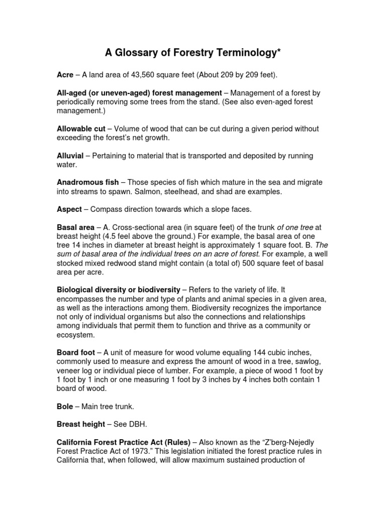 A Comprehensive Glossary of Key Forestry Terms | PDF | Forests | Trees