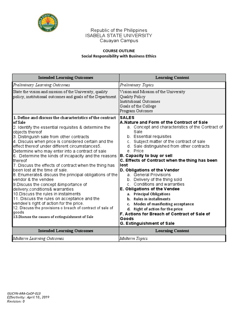 Republic of The Philippines Isabela State University Cauayan Campus ...