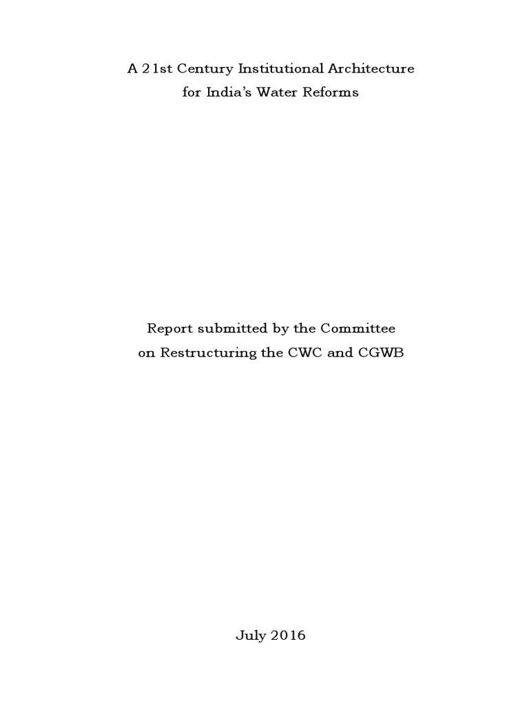 Report On Restructuring CWC CGWB PDF | PDF | Groundwater | Sewage Treatment