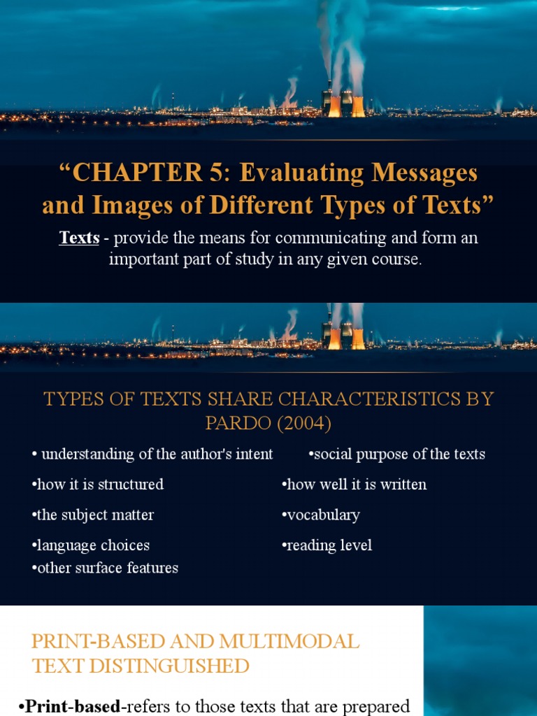 Evaluating Messages and Images of Different Types of Texts. | PDF ...