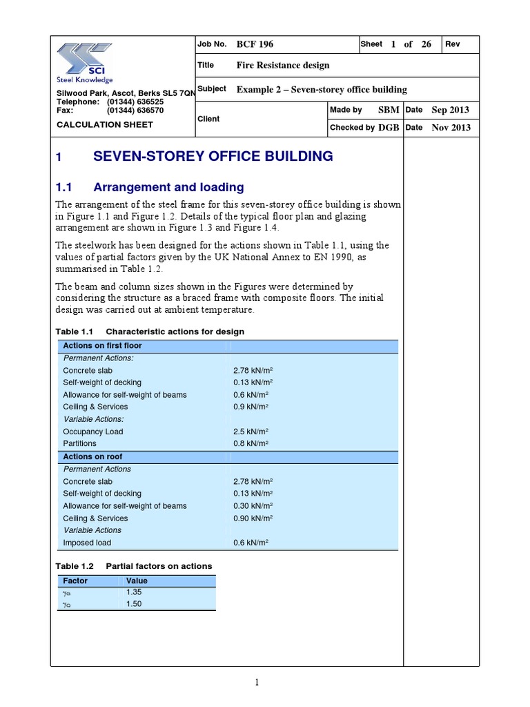 Seven-Storey Office Building: 1 1.1 Arrangement and Loading | PDF ...