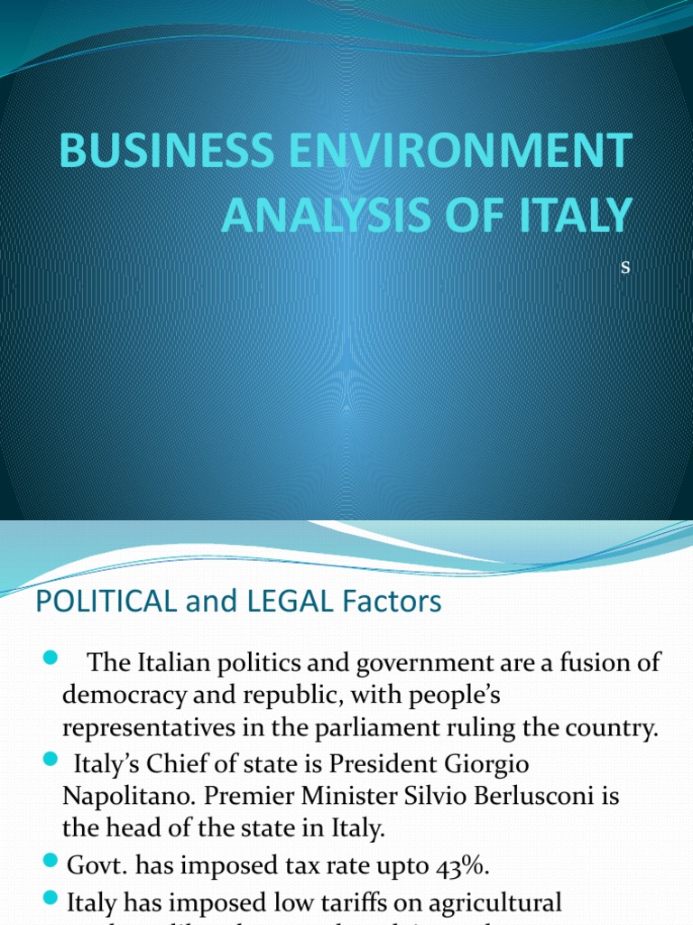 Business Environment Analysis of Italy | PDF | Italy | Euro