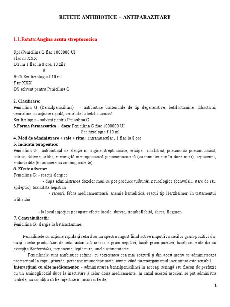 Exemple Retete Antibiotice | PDF