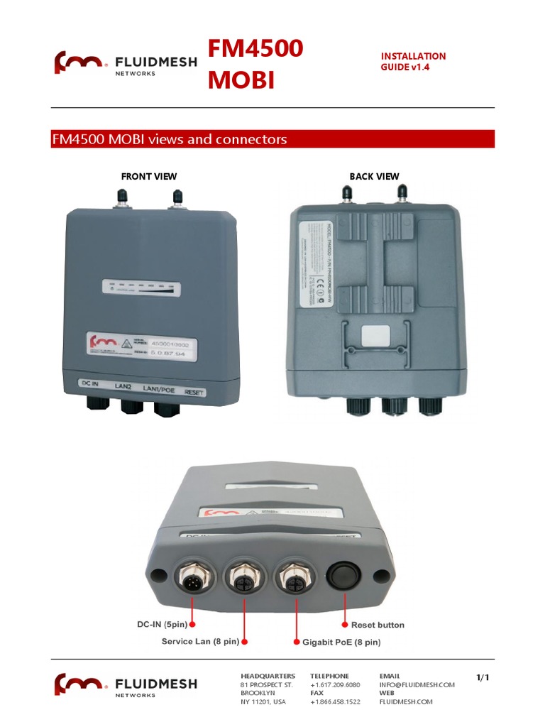 Fluidmesh FM 4500 MOBI Installation Instructions v1.4 | PDF ...