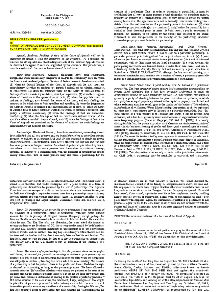 Partnership - Cases.Batch 1. With Coment | PDF | Partnership | Appeal