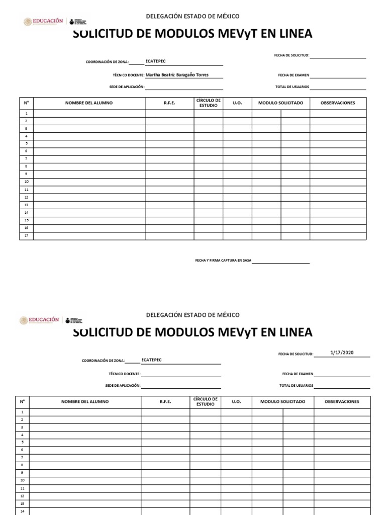 Formato Mevyt en Linea20 | PDF