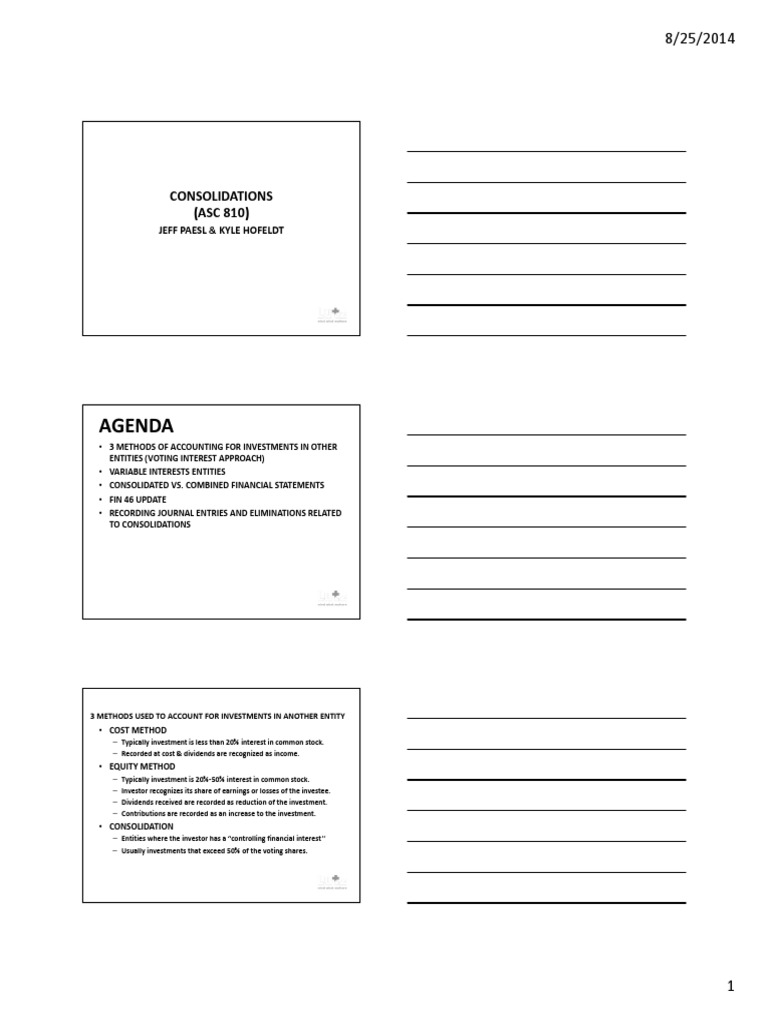 Agenda: Consolidations (ASC 810) | PDF | Consolidation (Business ...