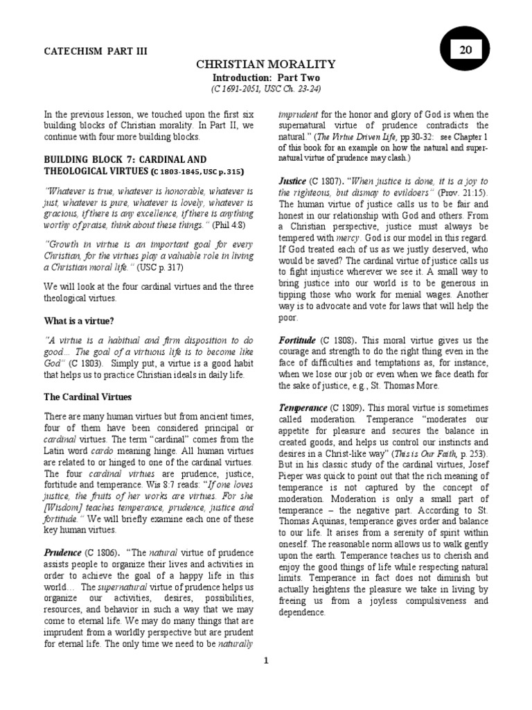 20 CHRISTIAN MORALITY PART 2 TBP June 23 2010 | PDF | Virtue | Grace In ...