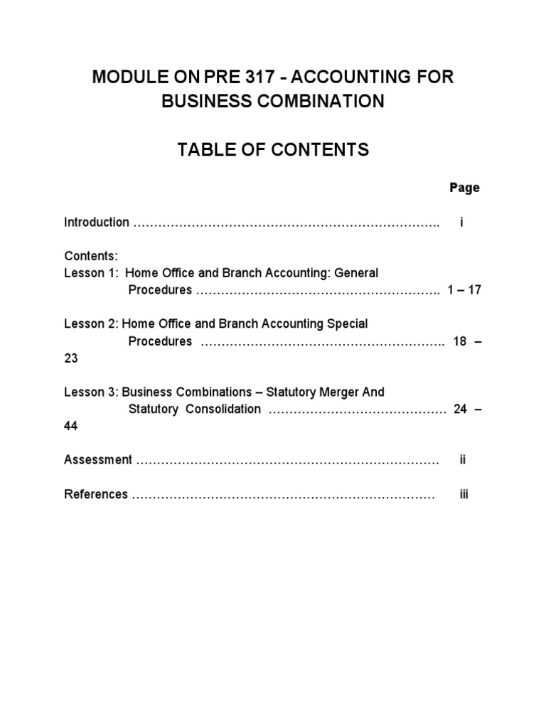 Module 317 - Accounting For Business Combination | PDF | Debits And ...