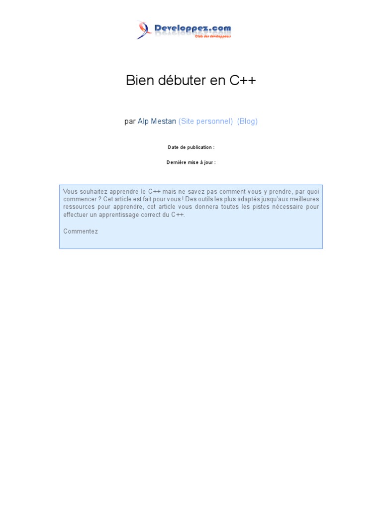 Debuter CPP | PDF | C ++ | C (Langage de programmation)