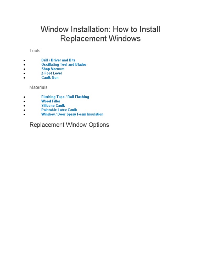How To Install Replacement Windows | PDF | Window | Building Materials