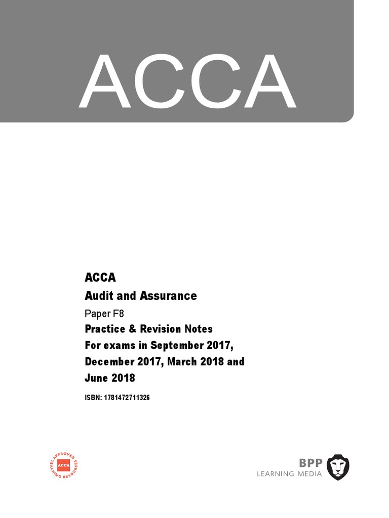 ACCA F8 Audit and Assurance Revision Notes 2017 PDF | PDF | Internal ...