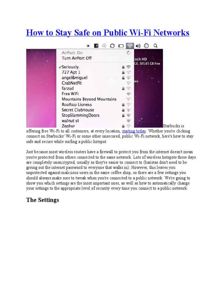 Stay Safe on Public Wi-Fi Networks | PDF | Transport Layer Security ...