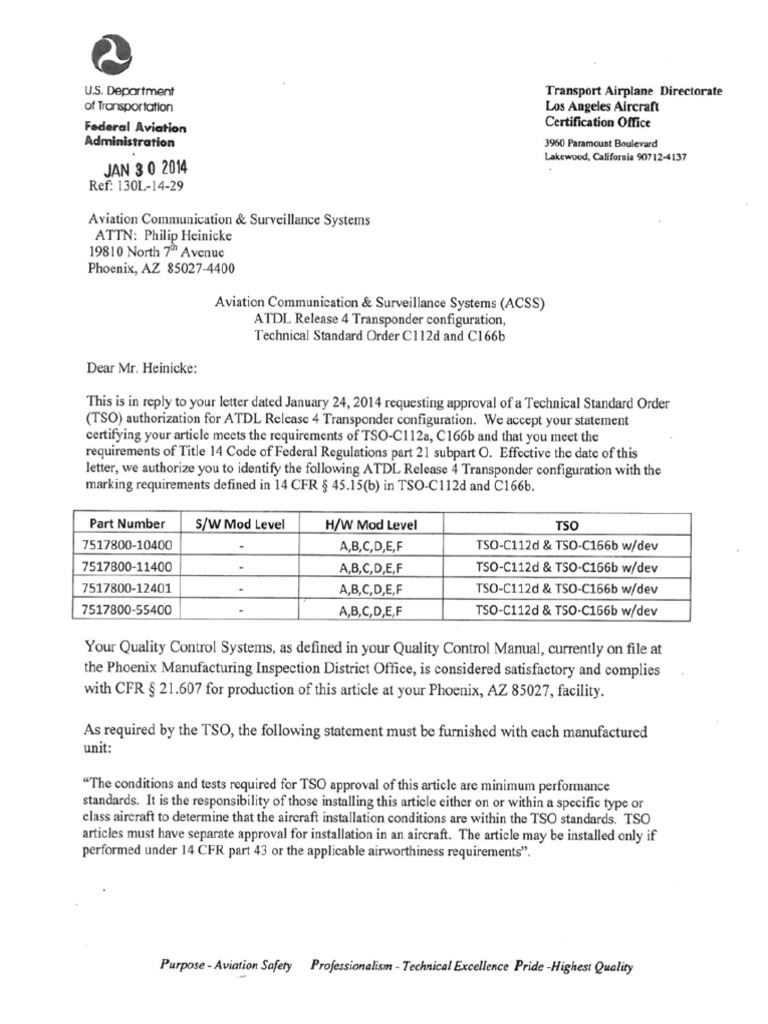 ACSS XNDR TSO Letter | PDF
