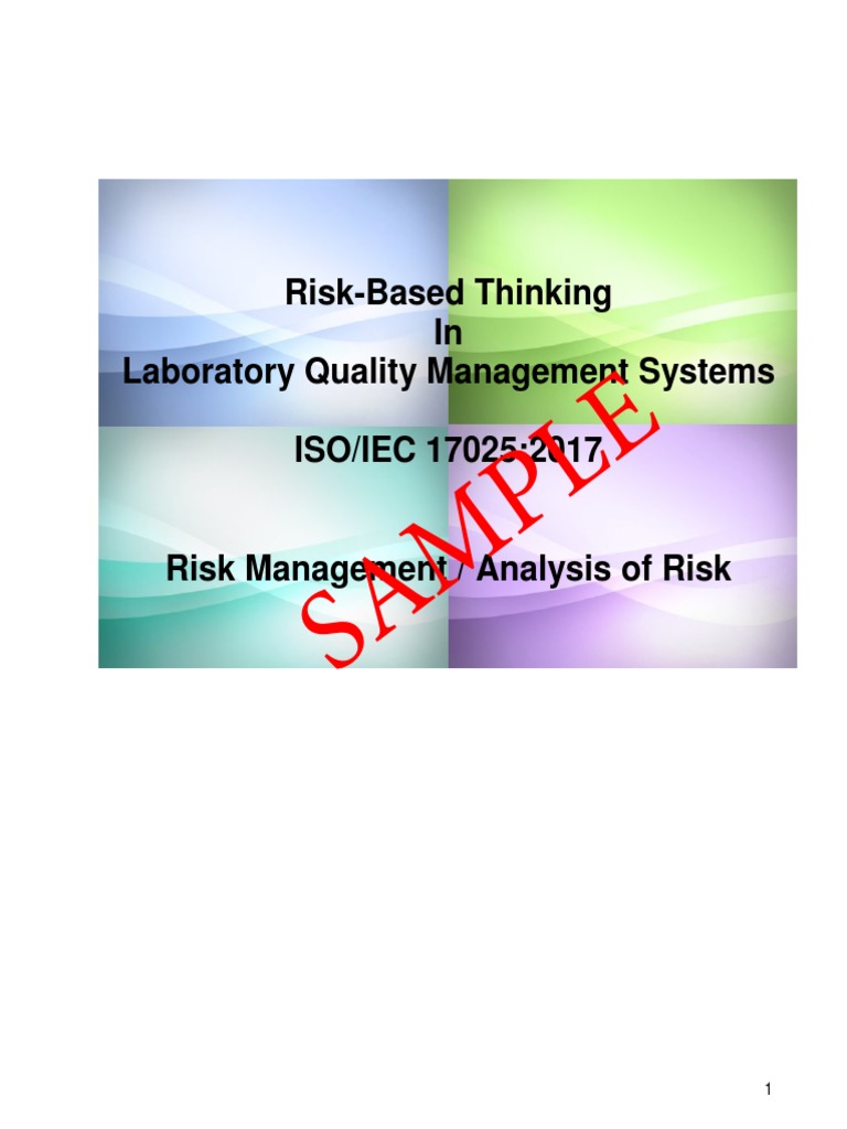 Sample: Risk-Based Thinking in Laboratory Quality Management Systems ...