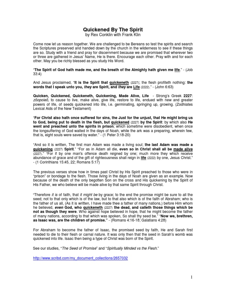 Quickened by the Spirit | Eternal Life (Christianity) | God The Father