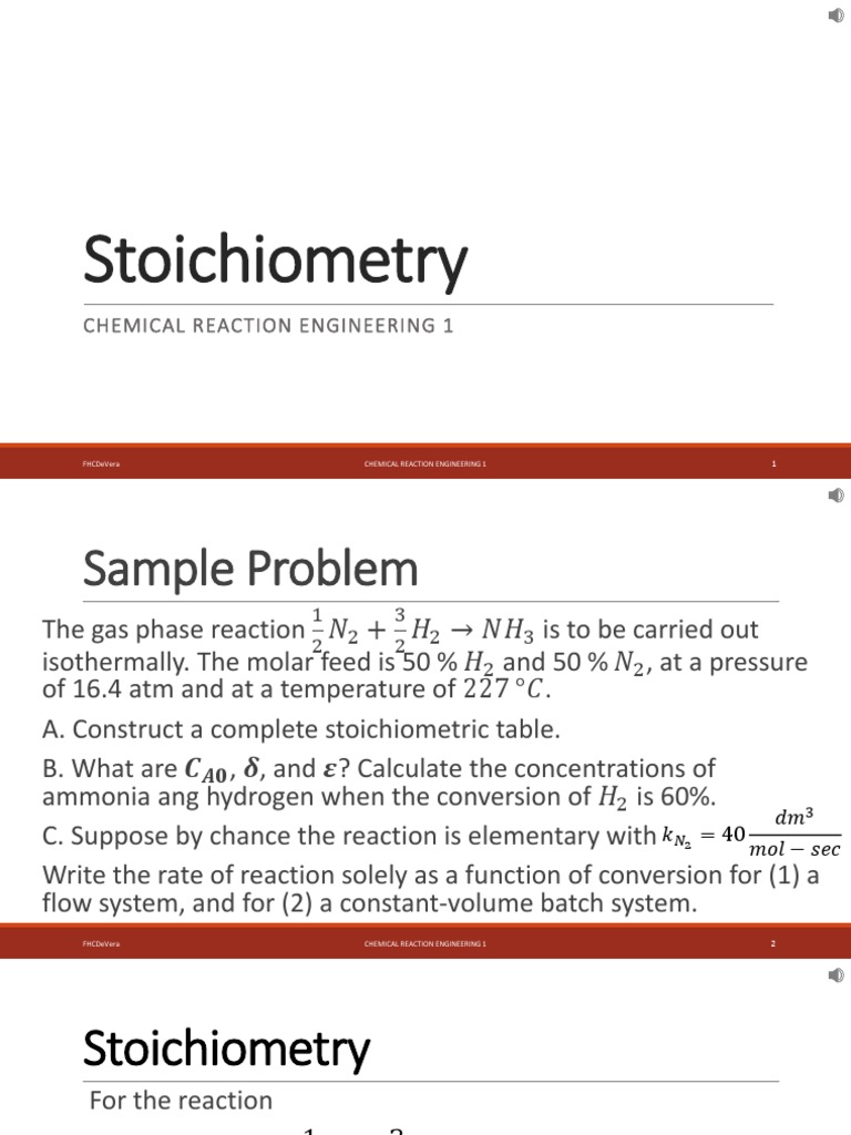 Stoichiometry: Chemical Reaction Engineering 1 | PDF | Stoichiometry ...