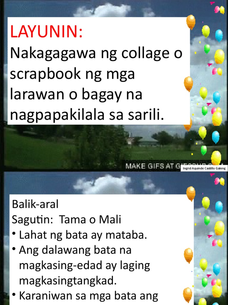 AP - Q1 - W6 - D3 - Nakagagawa NG Collage o Scrapbook NG Mga Larawan o ...