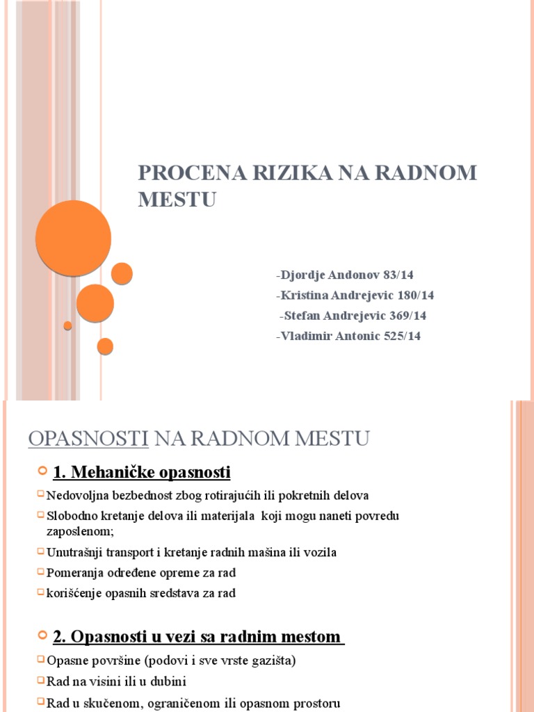 Procena Rizika Na Radnom Mestu | PDF