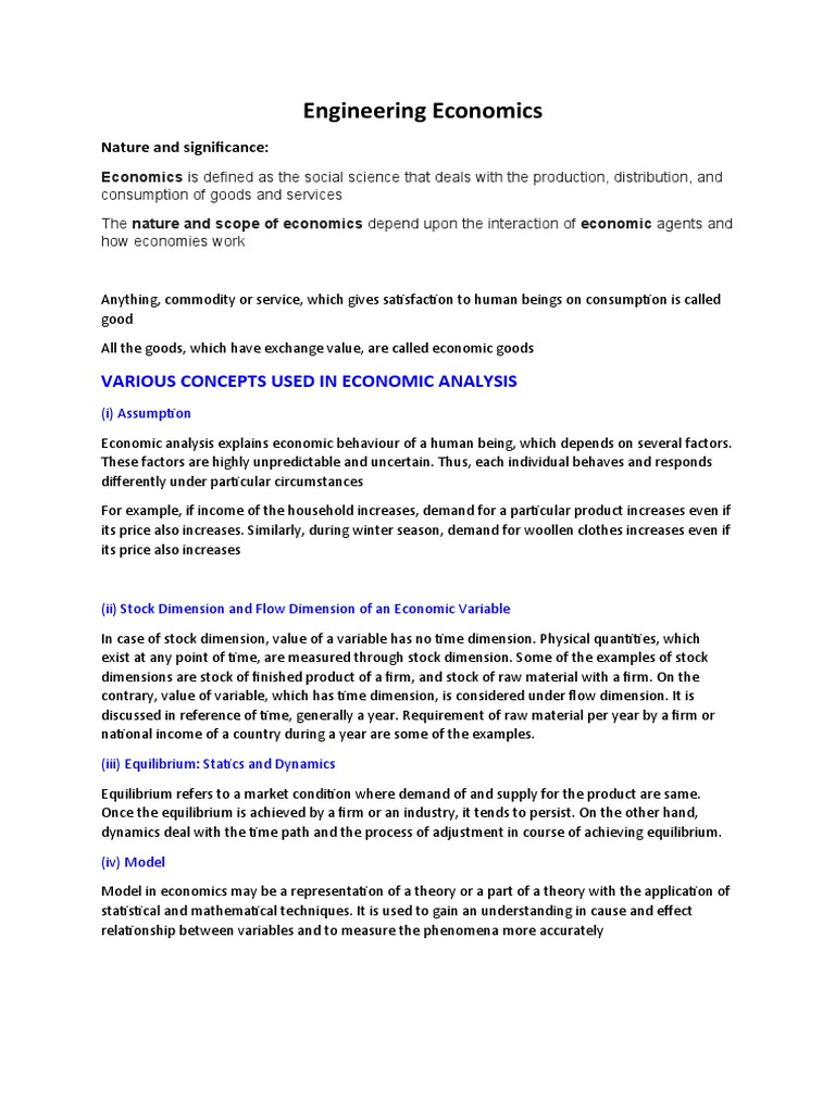 Engineering Economics: Various Concepts Used in Economic Analysis | PDF ...