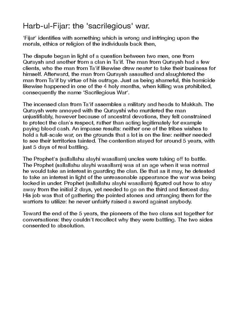 Harb-ul-Fijar: The 'Sacrilegious' War | PDF