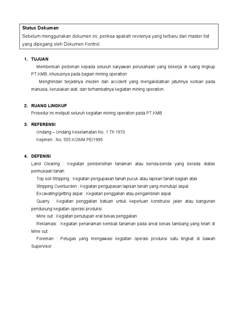 1.SOP Mine Operation | PDF