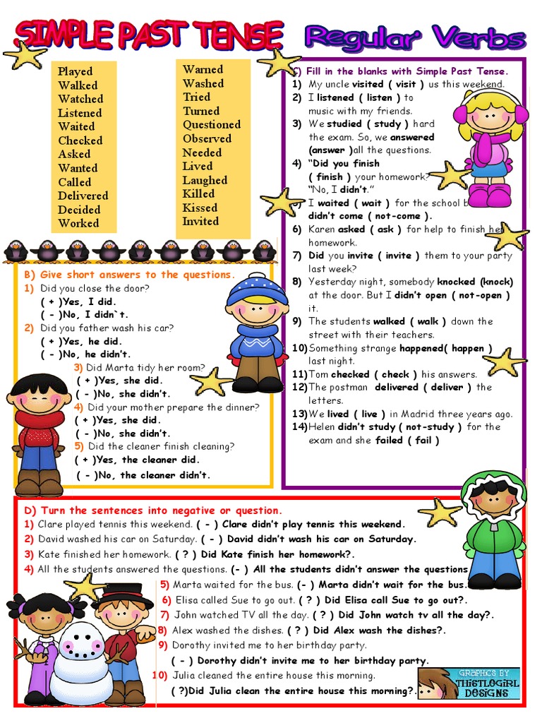Fill in the blanks with Simple Past Tense | PDF | Language Mechanics ...