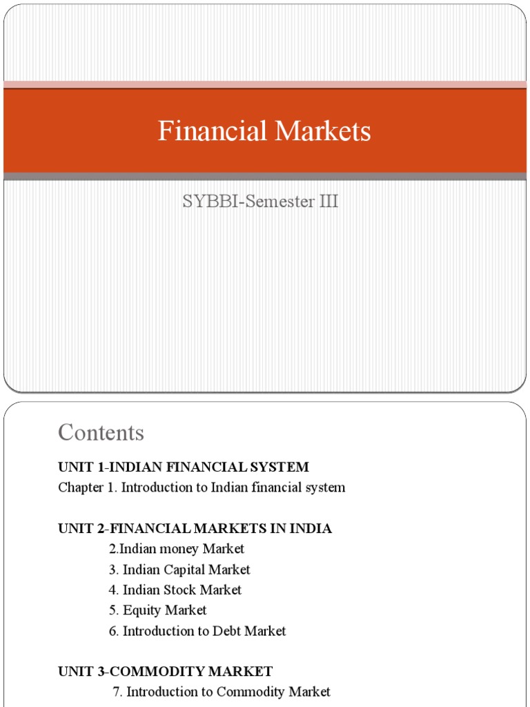 Financial Markets: SYBBI-Semester III | PDF | Financial System | Stocks