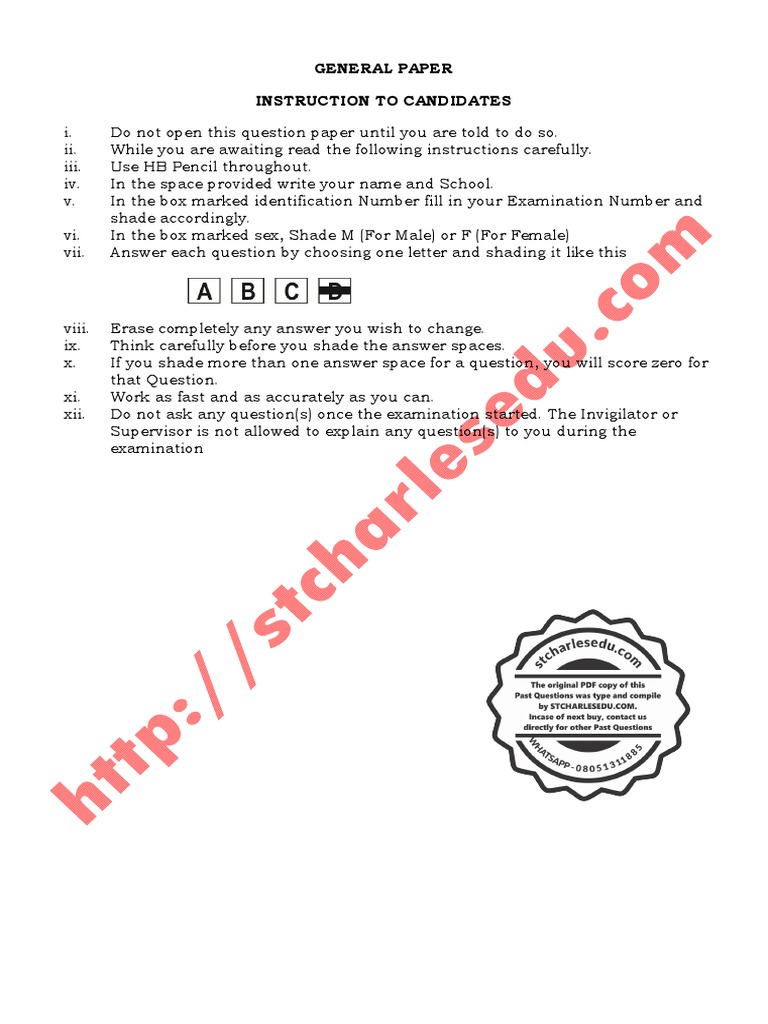 General Paper Questions For Primary School Grade 6 Six | PDF ...